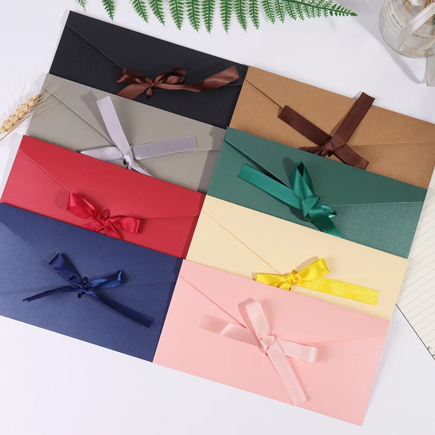 10PCS/Lot High Quality Ribbon Paper Envelopes Pearlescent Paper DIY ...