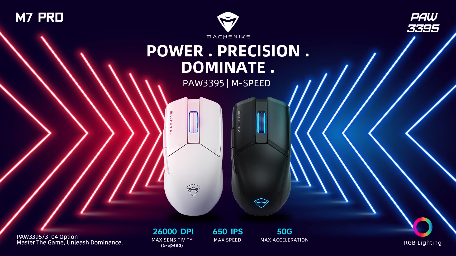 Machenike M7 Pro Gaming Mouse - Wired/Wireless, PAW3395 Sensor, 26000 ...