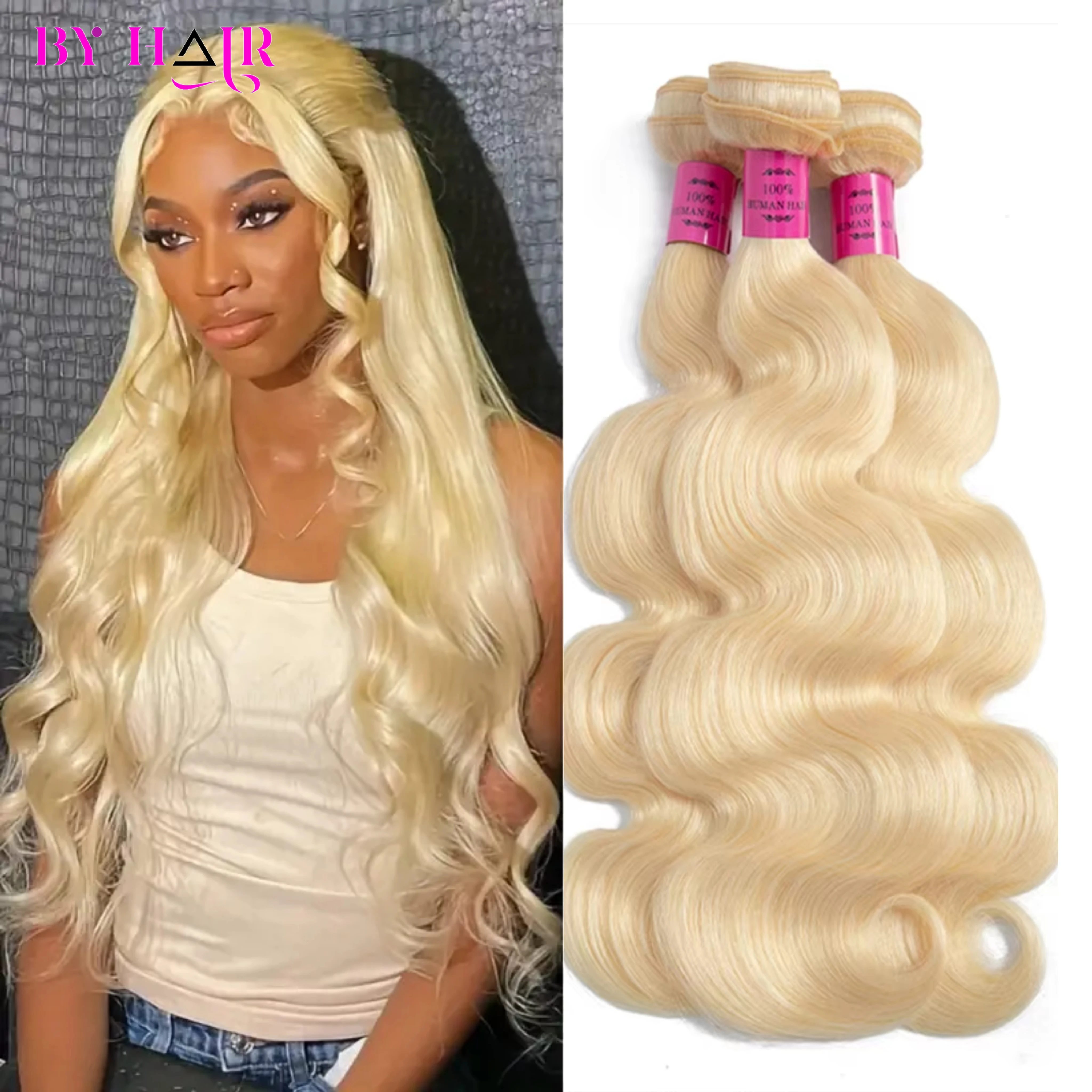 613 Blonde Colored Body Wave Bundles Brazilian Hair Weave Bundles 1/3/4 ...