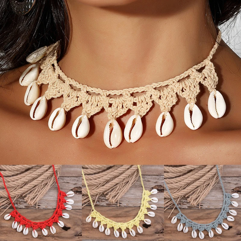 Natural-Sea-Cowrie-Shell-Rope-Chain-Choker-Necklace-Bohemian-Women-Shells-Choker-Necklaces ...