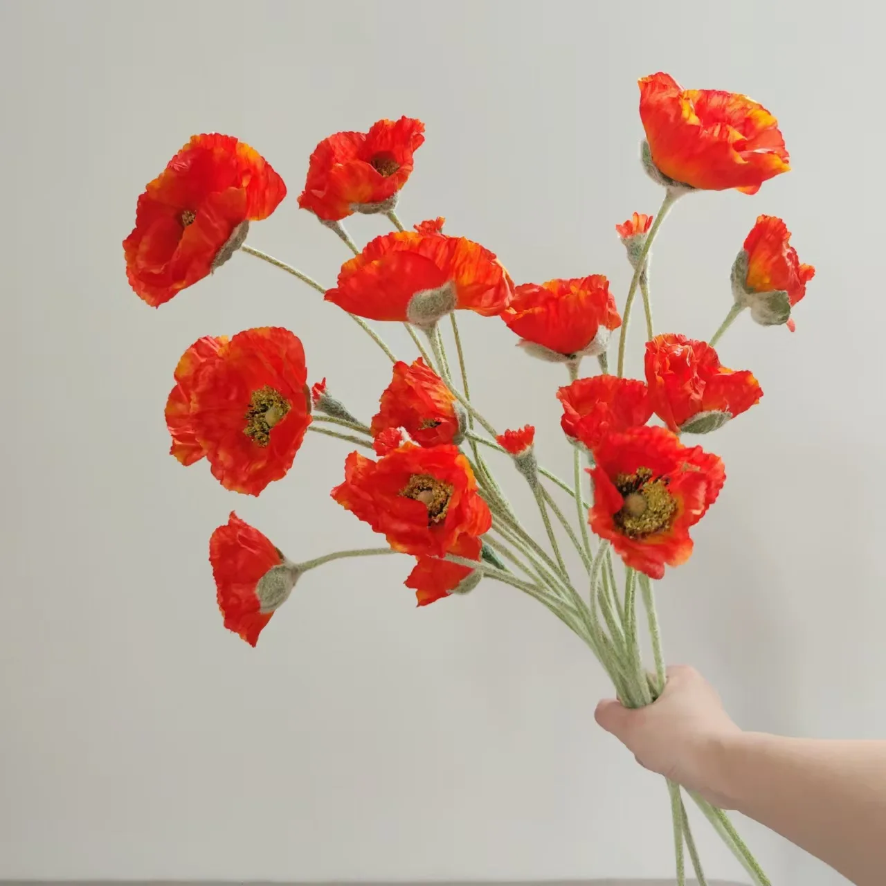 Home Decor Poppy Artificial Flowers 65cm Long Stem Fake Flowers For ...