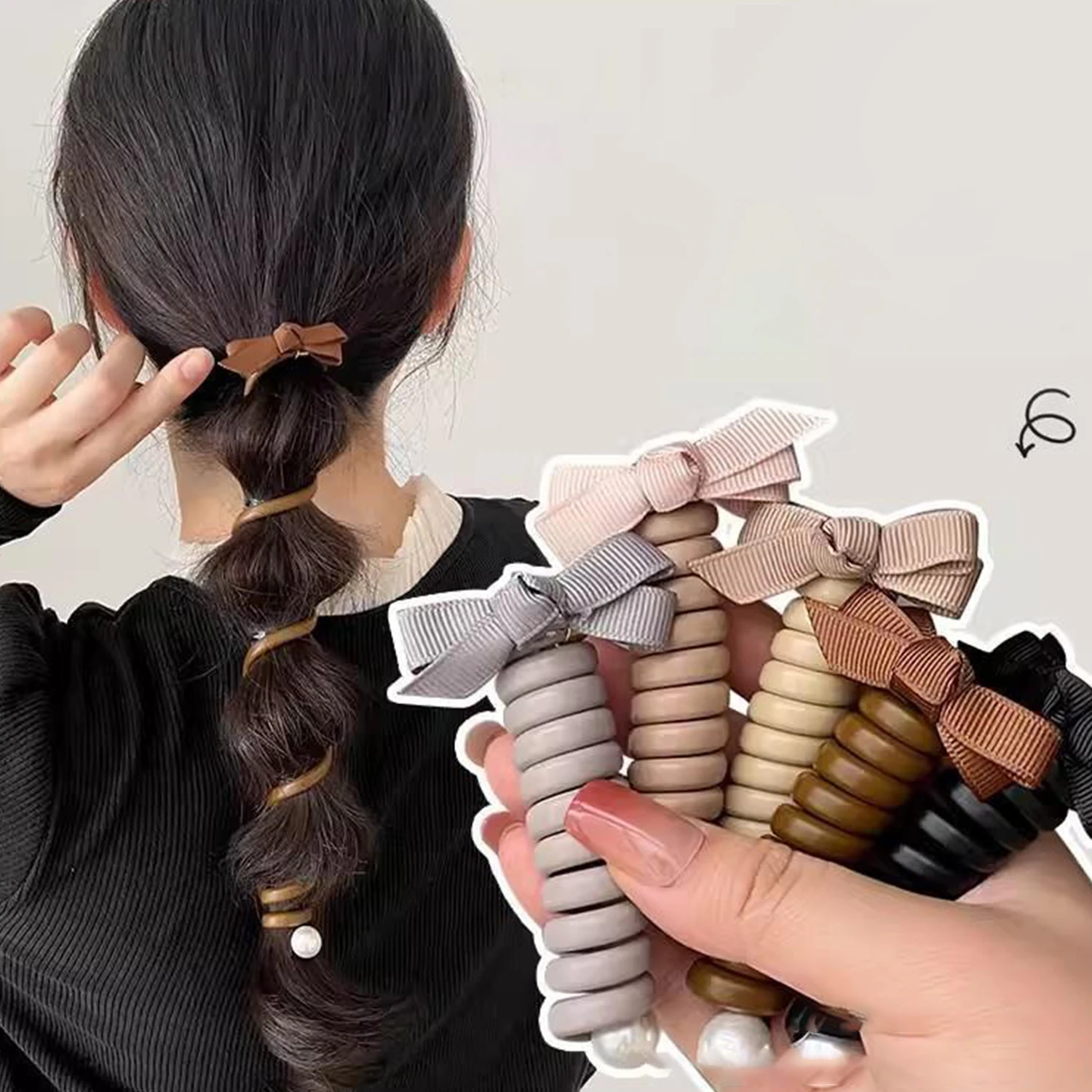 New-Fashion-Telephone-Wire-Bow-knot-Elastic-Hair-Band-Hair-Weaving ...