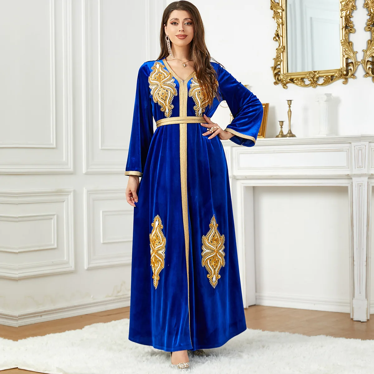 Luxury-Saudi-Arabian-Women-s-Dress-Autumn-winter-Beaded-Lace-Velvet ...