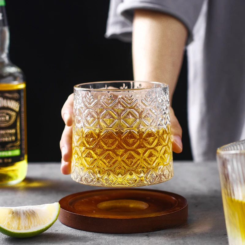 Retro-Rotating-Whisky-Decompression-Cup-With-Bamboo-Coaster-Spinning ...