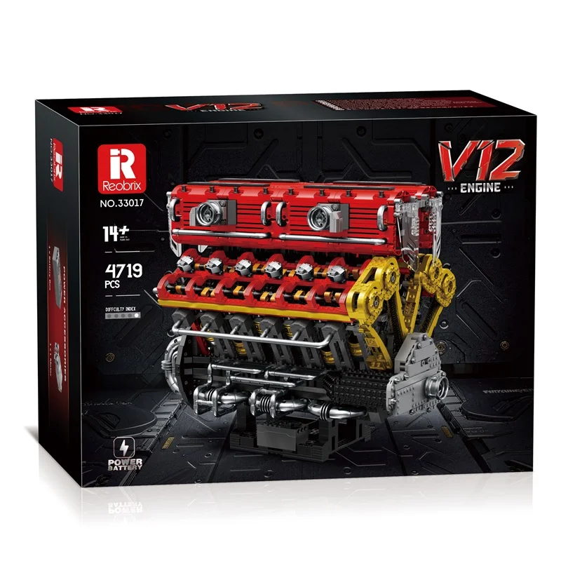 IN STOCK Reobrix 33017 MOC Technical Electric V12 Engine Building ...