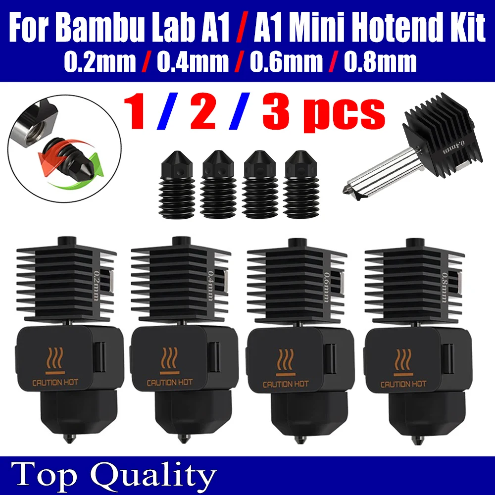 For Bambu Lab a1 mini Hotend Kit 0.2 0.4 0.6 0.8mm Nozzle Hardened ...