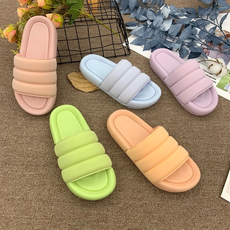 Chanclas de suela blanda para mujer, zapatos de baño con plataforma ...