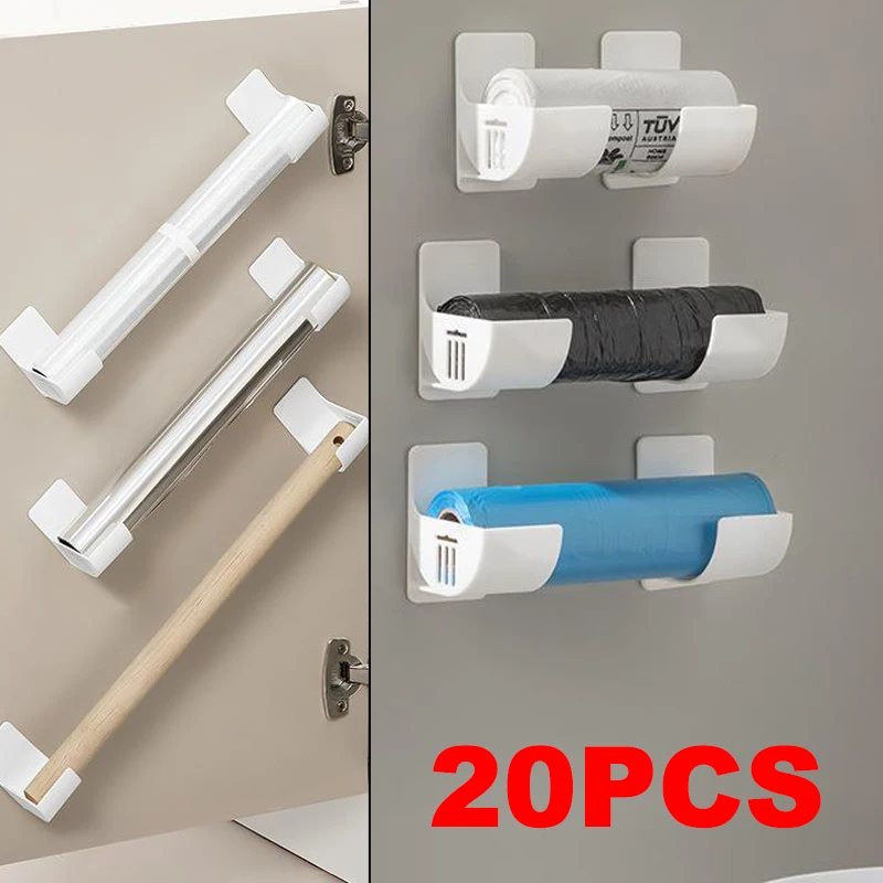 4/2pcs Kitchen Bath Wall Mount Plastic Poly Trash Waste Bag Roll Holder ...