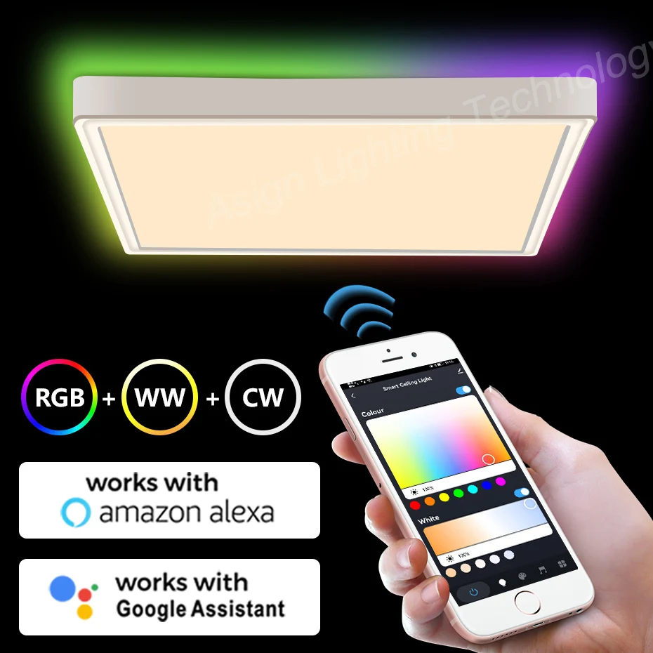 40W Modern LED Smart Ceiling Light Dimmable RGB Home Lighing WiFi Tuya ...