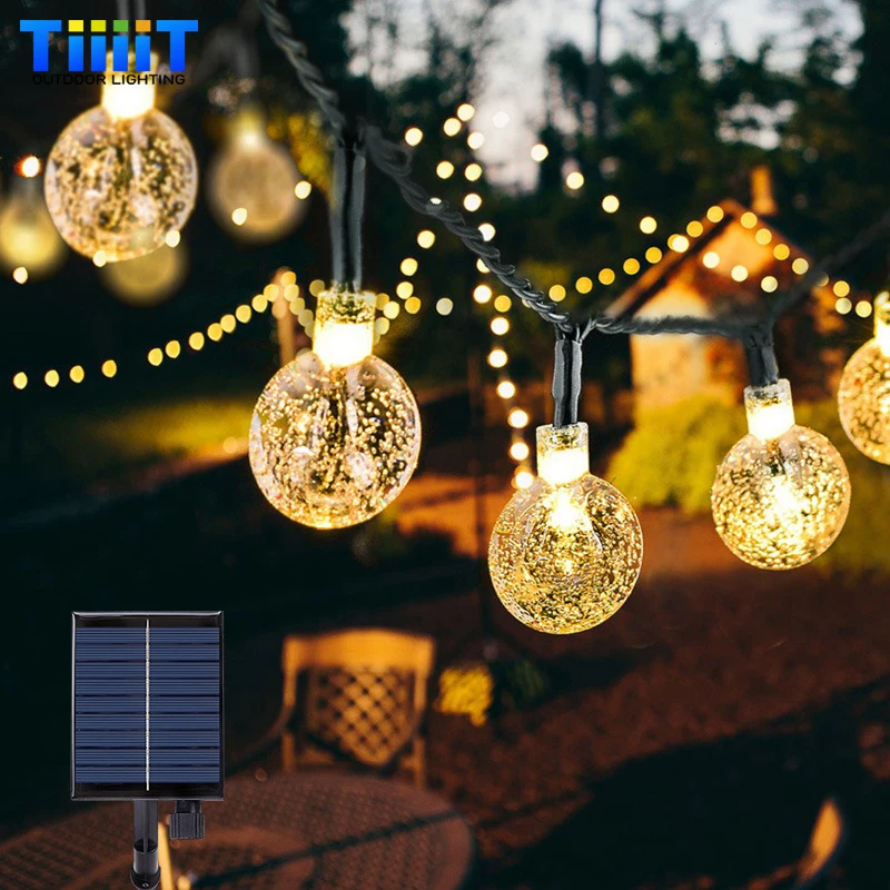 20~300 LED 8-Mode Solar Light String Crystal Ball Outdoor Waterproof ...