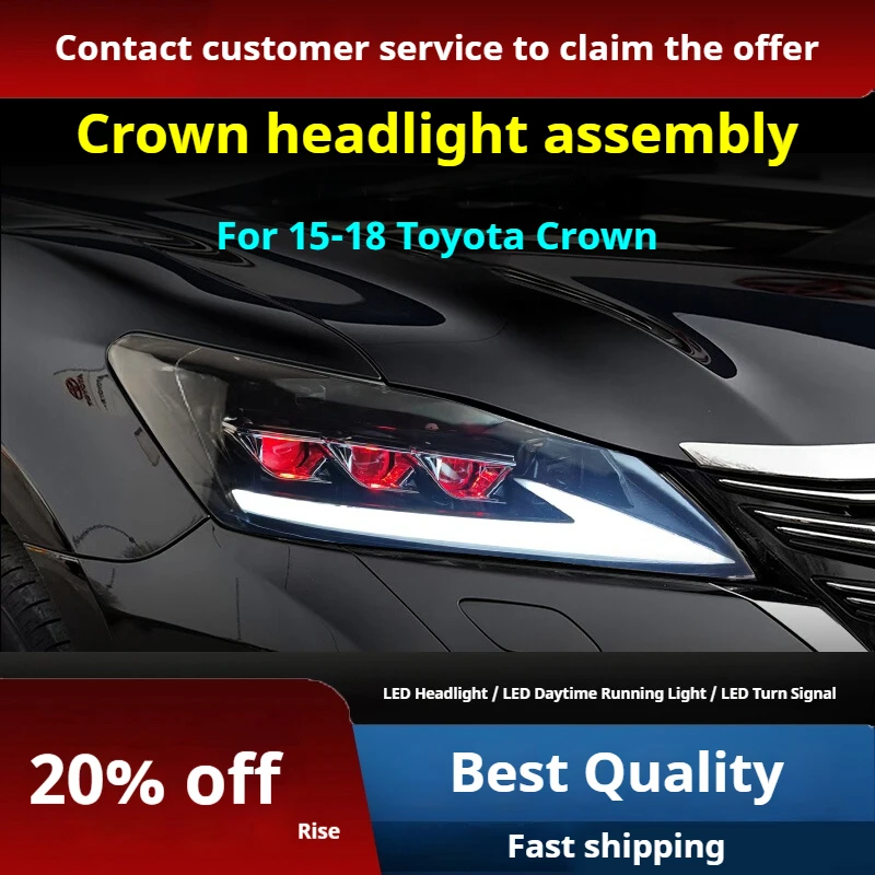 FT Car Lights For Toyota Crown Headlights 2015-2018 Upgrade LED ...