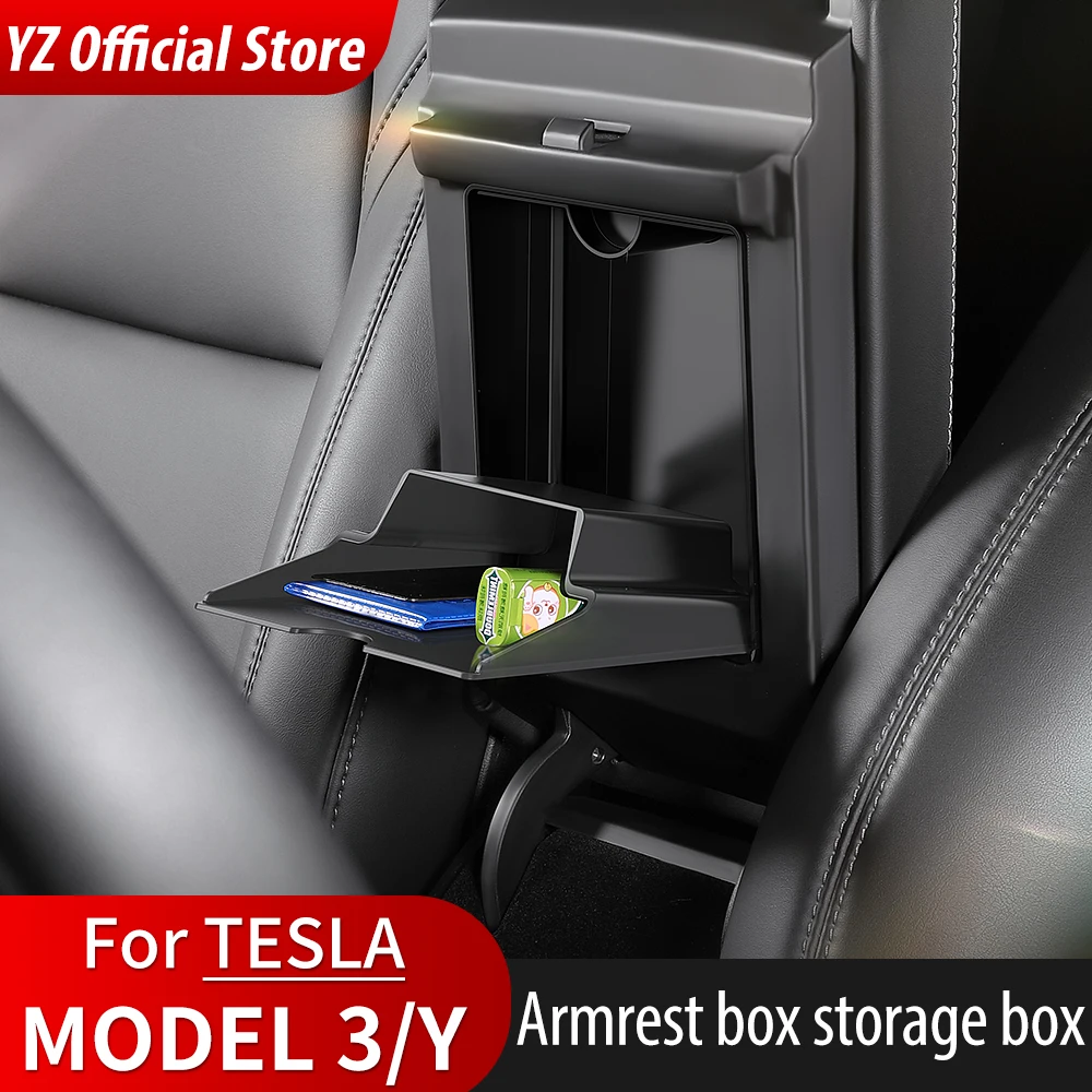 Magnetic Center Console Hidden Storage Box For Tesla Model 3 Y Armrest ...
