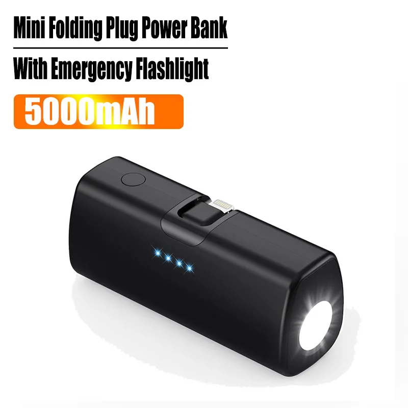 Emergency-Flashlight-Power-Bank-5000mah-Mini-Foldable-Plug-Capsule ...