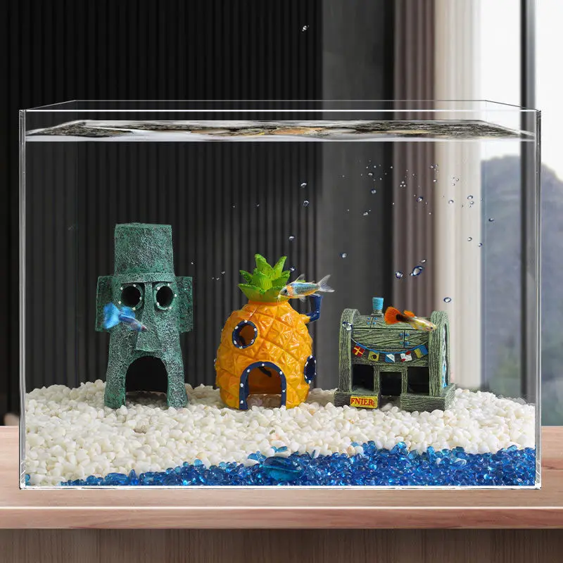 Cartoon-Fish-Tank-Decor-Figures-Ornaments-Simulation-Resin-Pineapple ...