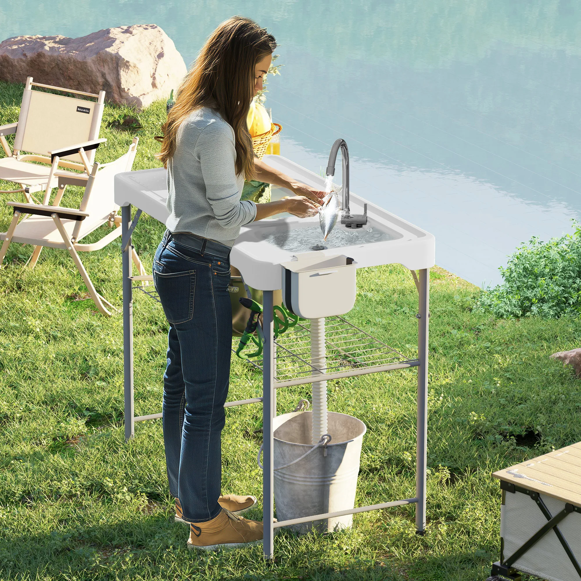 Outsunny Portable Fish Cleaning Table with 2 Sinks: The Real-World ...