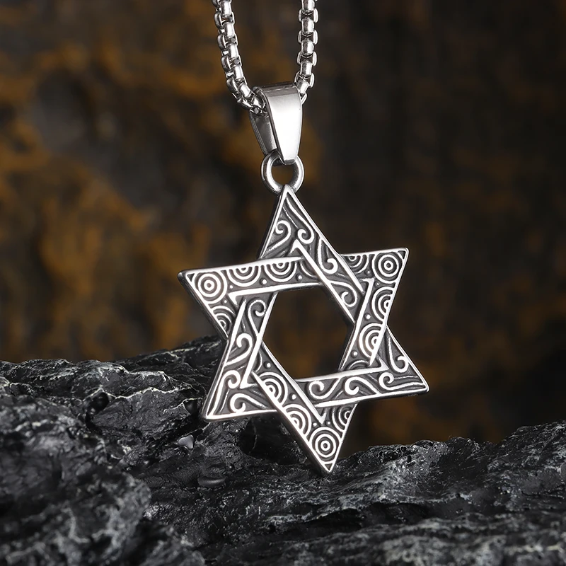 Vintage-Jewish-Star-of-David-Pendant-Necklace-Men-Women-Jewish-Hebrew ...