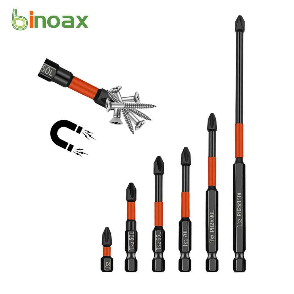 Binoax 5/6Pcs PH2 Magnetic Cross Bit Set Phillips Impact Batch Head ...
