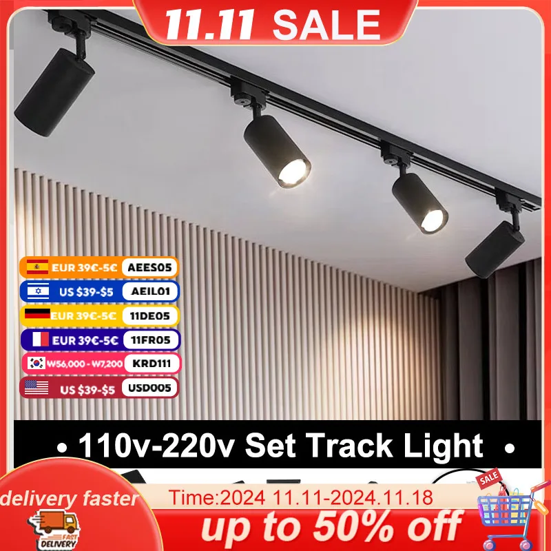 LED-Track-Light-110v-220v-Set-Track-Lamp-Spot-Lighting-Fixture-COB-12 ...