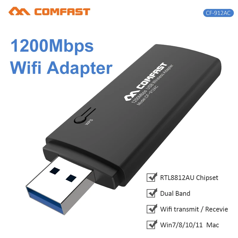 1200Mbps RTL8812AU Wireless Dual Band 2.4GHz USB 3.0 WiFi Adapter ...