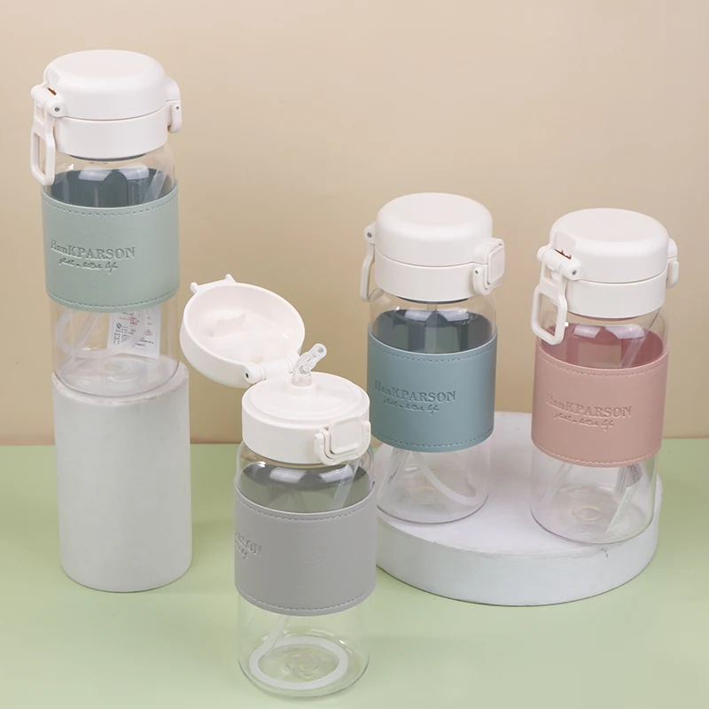 1Pc-Creative-Water-Bottle-With-Straw-Portable-Cute-Plastic-Drinking ...