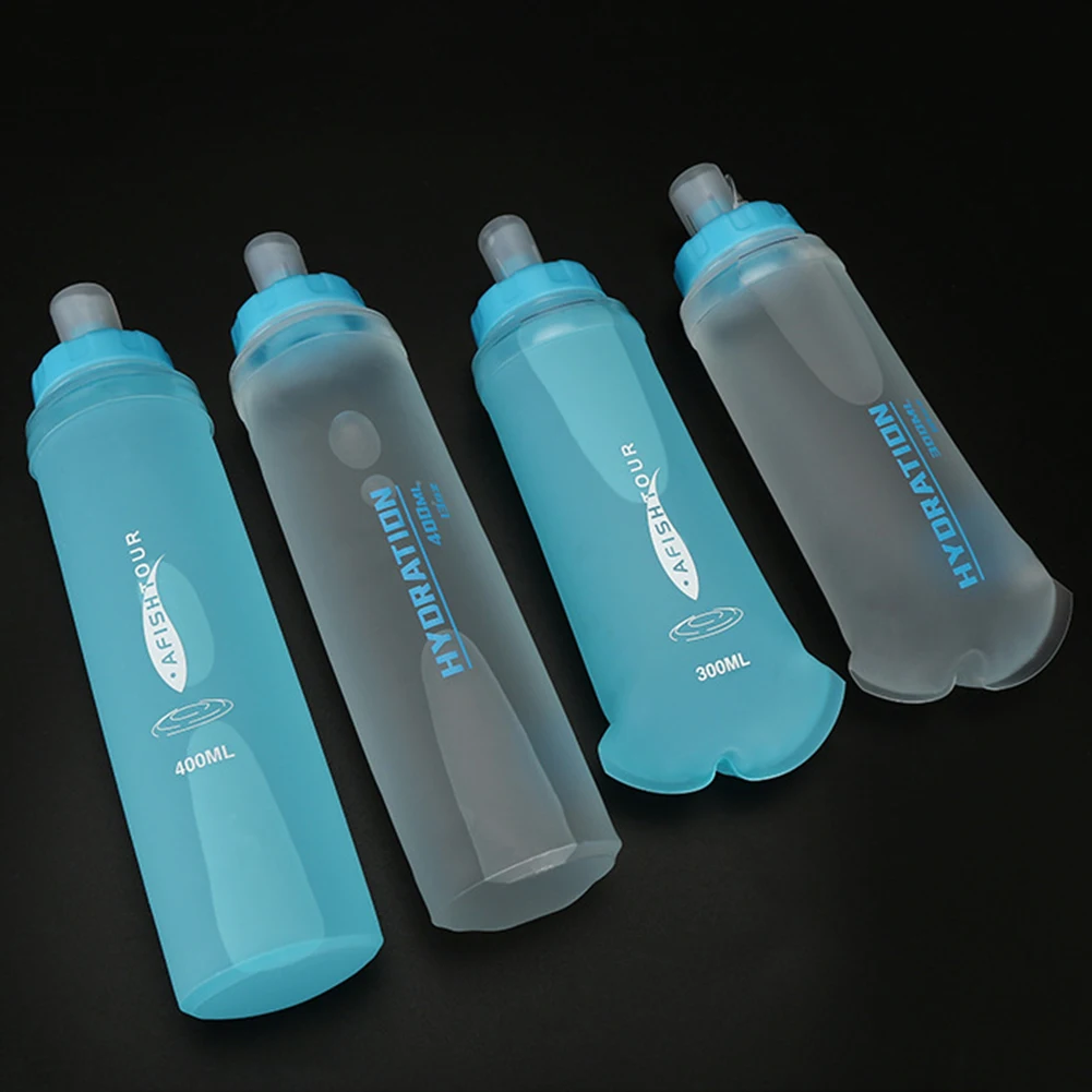 Botella de agua potable plegable de TPU de 300/400ML, paquete de bolsas ...