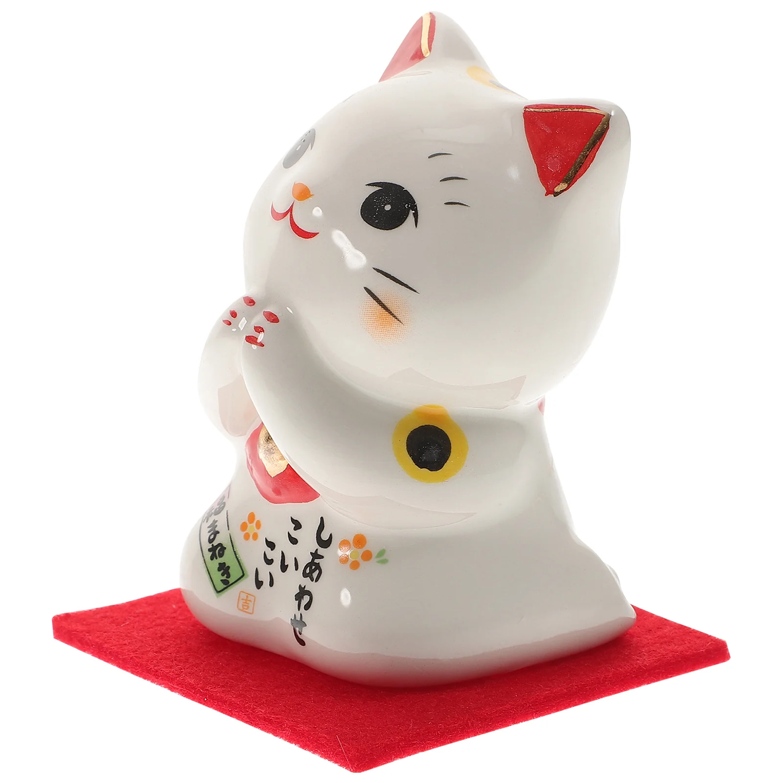 Cat Lucky Fortune Japanese Statue Neko Maneki Figurine Good Ceramic ...