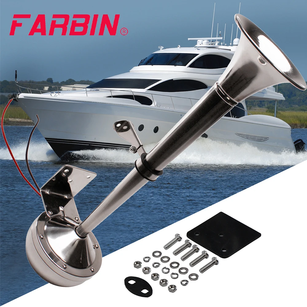 FARBIN-12V-24V-Loud-High-Low-Marine-Boat-Stainless-Steel-Single-Trumpet ...