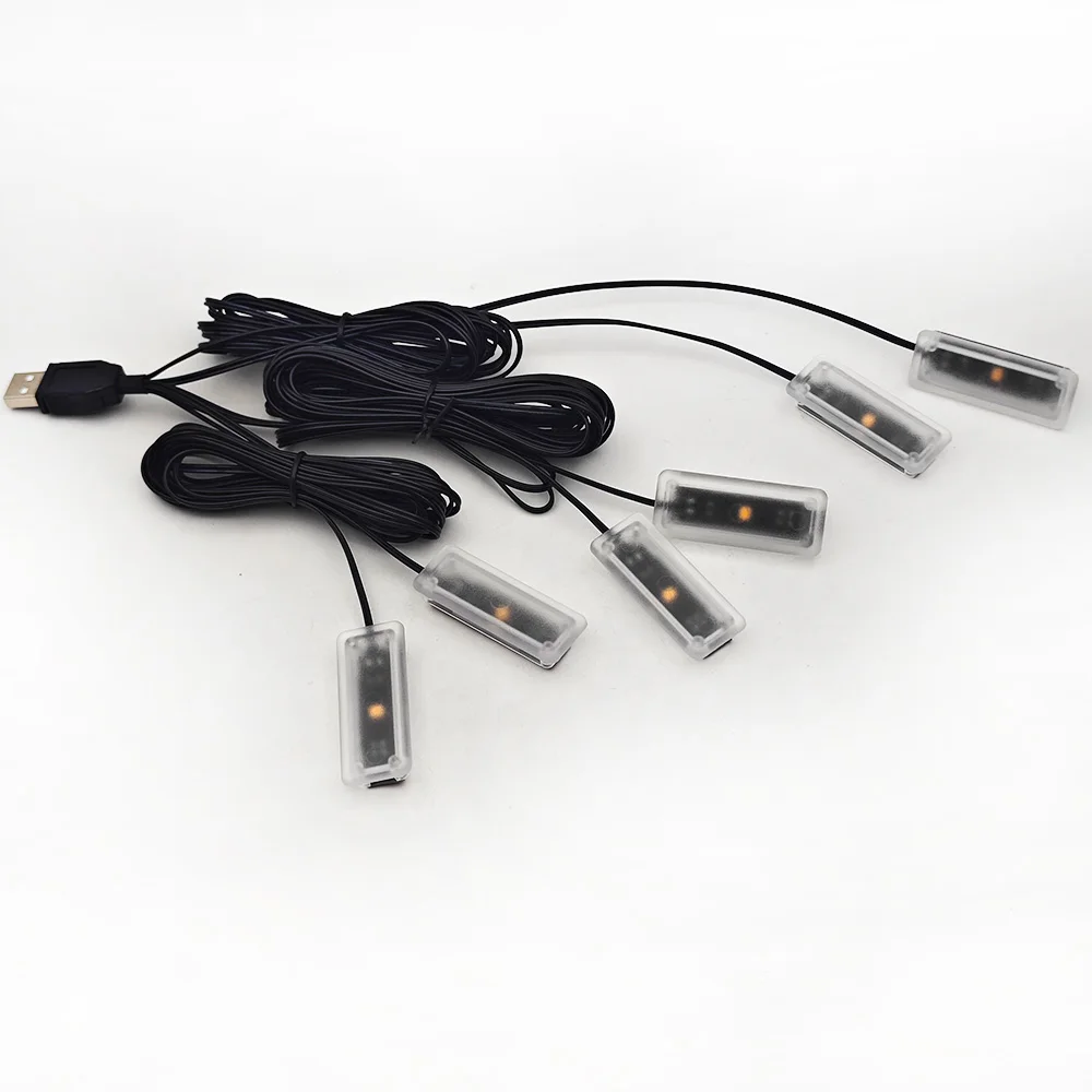 6PCS-LED-Car-Interior-Ambient-Foot-Strip-Light-Kit-Monochrome-White-Red ...