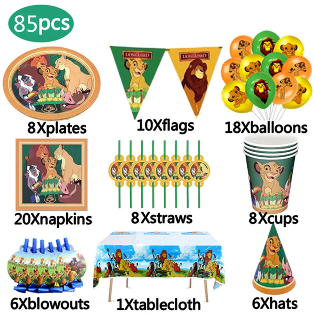 Juego-de-vajilla-desechable-con-tem-tica-del-Rey-Le-n-Simba-para-fiesta ...