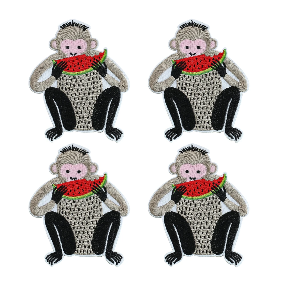 2PCS-Funny-Eat-Melon-Monkey-Patches-Embroidery-Cartoon-Animal-DIY ...