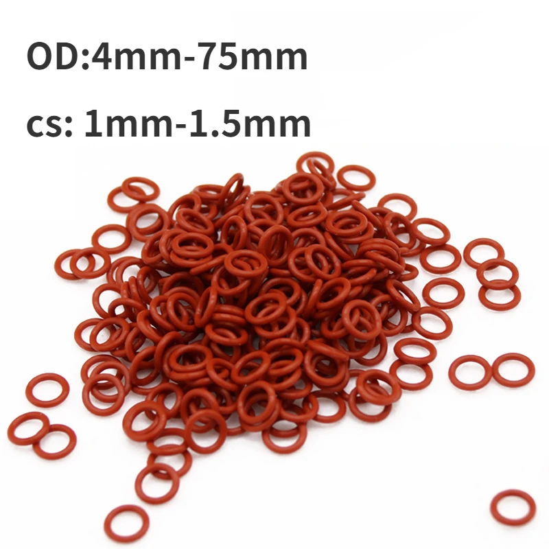 Cs 1mm 1.5mm Food Grade Silicone O-ring Od 4-75mm Red Sealing Ring ...