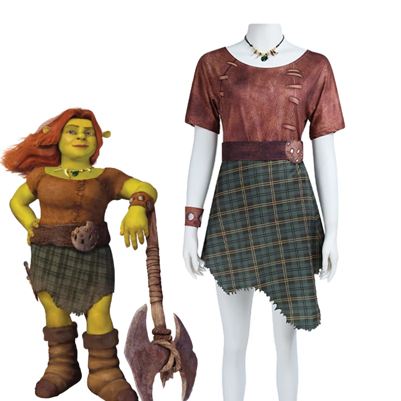 Green Monster Fiona Cosplay Costume Ogre Princess Warrior Dress Women ...