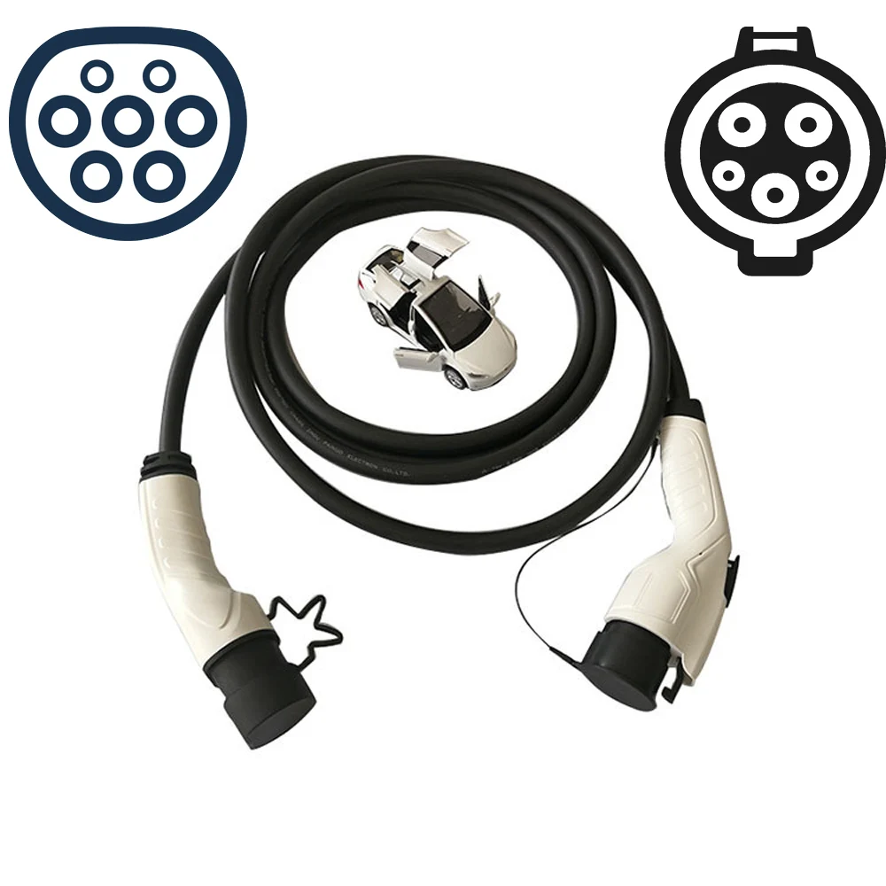 EVSE Type1 to Type2 Charging Cable J1772 to IEC26192 EV Charger 32A 7KW ...