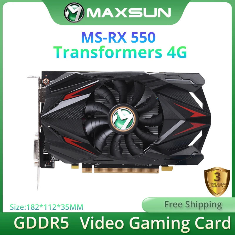 MAXSUN AMD RX 550 Transformers 4G Graphics Card GDDR5 Video Memory ...