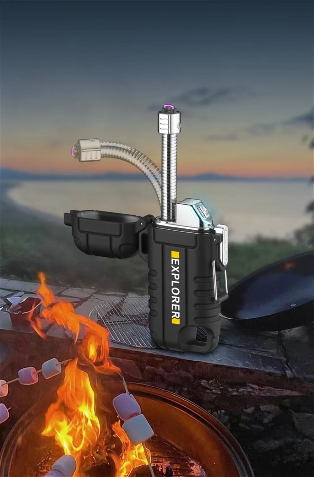 Аккумуляторная зажигалка USB-C, двойная электрическая дуга ...
