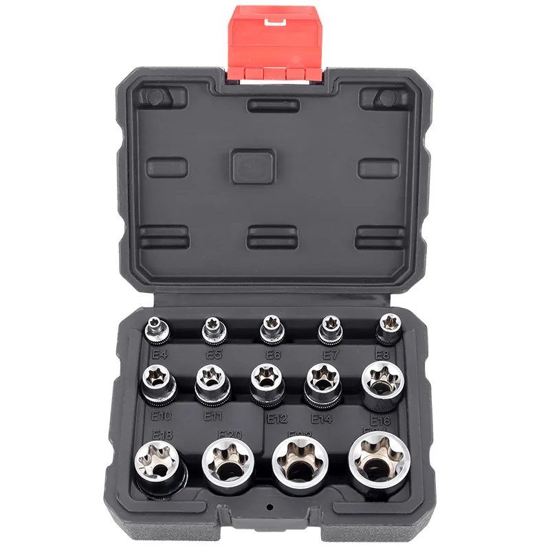 14pcs/set E4-E24 Torx Sockets Tool 1/4&3/8&1/2" E-type Allen Key Socket ...