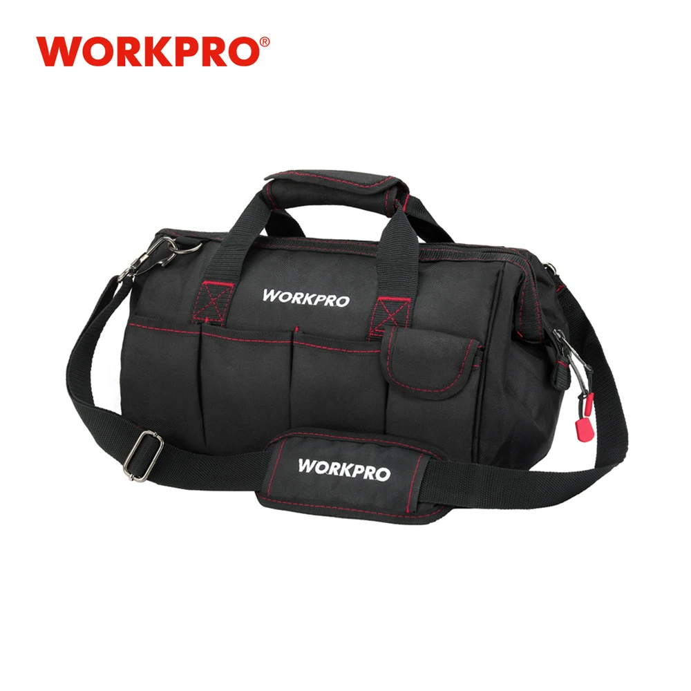 WORKPRO 14 인치 클로즈 탑 와이드 마우스 보관 도구 가방, 조절 가능한 어깨 끈이 있는 멀티 포켓 도구 정리함| | - AliExpress