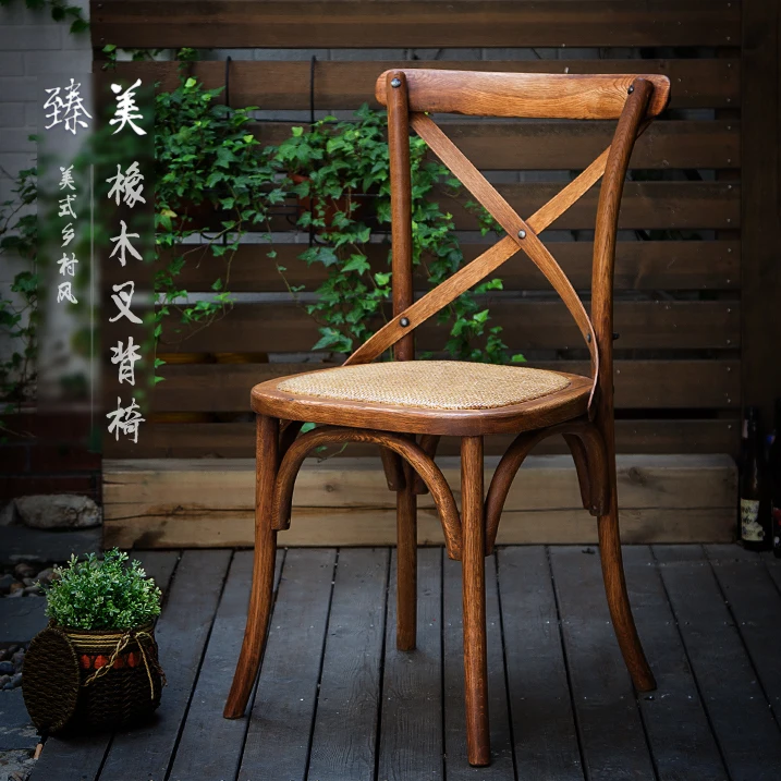 American Solid Wood Dining Chair Retro Solid Wood Chair Back Chair ...