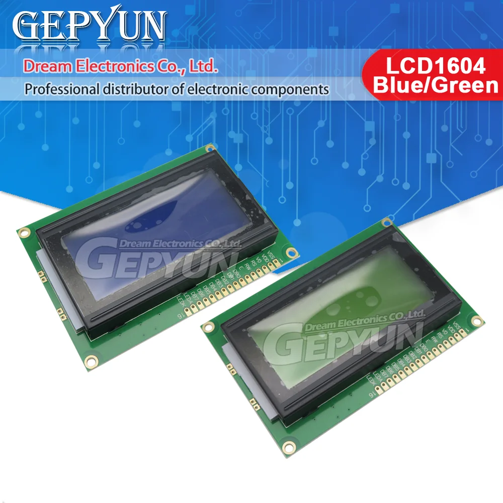 LCD1604 16*4 16x4 DC 5V Blue / Green Blacklight Character 1604 Digital ...