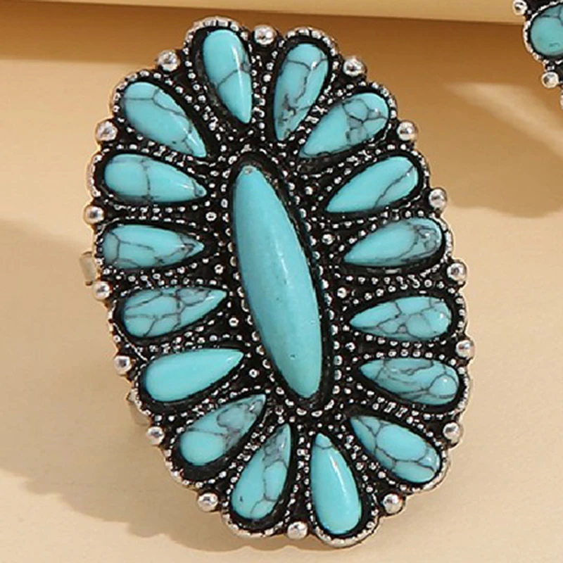 Minimal Design Boho Turquoise Ring for Women Female Crystal Knuckles N ...