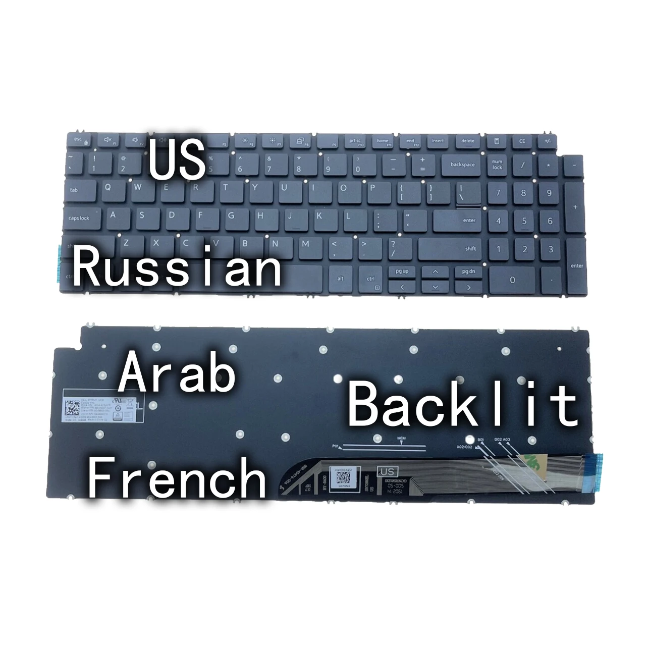 New US RU AR FR Backlit Keyboard For Dell XPS 15 7590 9550 9560 9570 ...