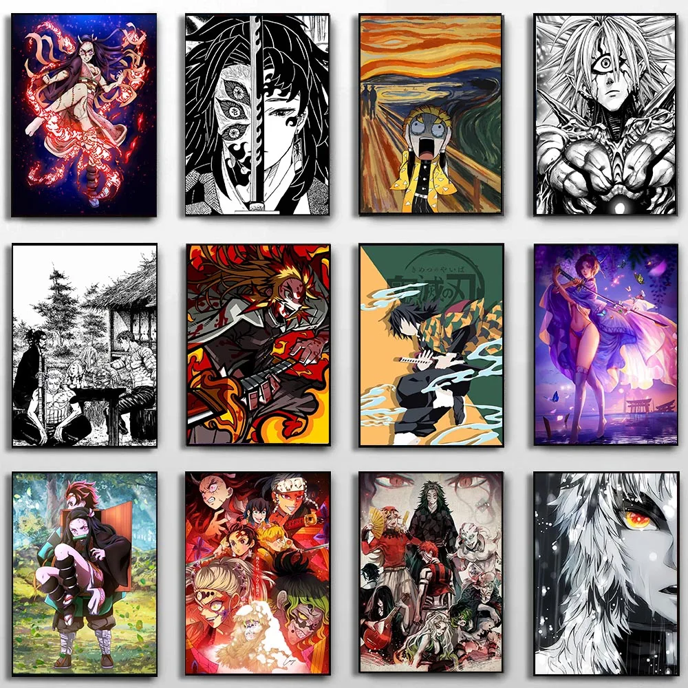 Japanese-Anime-Demon-Slayer-Kimetsu-No-Yaiba-Poster-Canvas-Painting ...