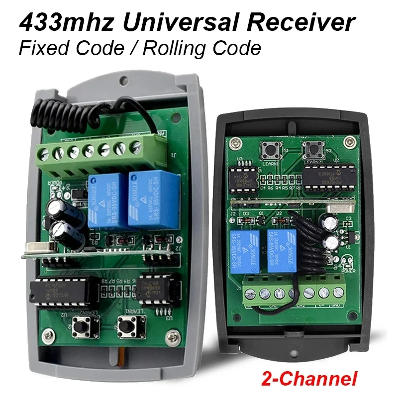 2CH-433MHz-Universal-Garage-Door-Remote-Control-Receiver-DC-12-24V ...