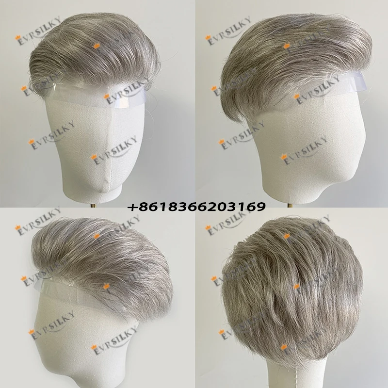 Super-Durable-Old-Man-Grey-100-Virgin-Human-Hair-Toupee-1B50-Real ...