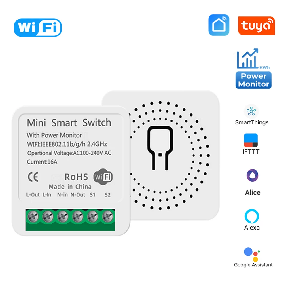 Tuya Wifi Mini Smart Switch 2 Wak Waresth 16A Kapcsolók Power Monitor ...