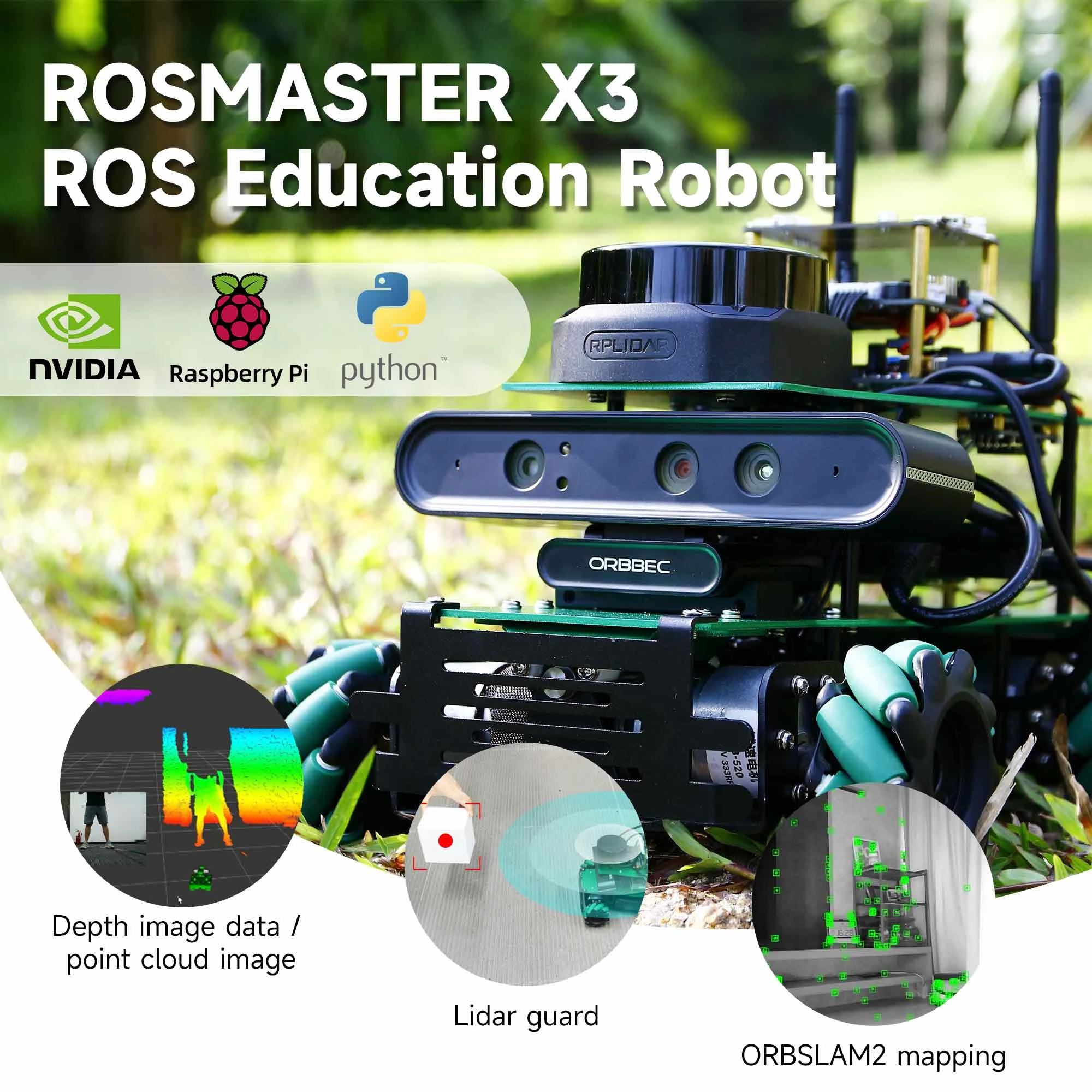 ROSMASTER X3 ROS 로봇 메카넘 휠, 알루미늄 합금 프레임, 오토파일럿 라이더 매핑, 젯슨 나노 4GB XavierNX TX2NX RaspberryPi
