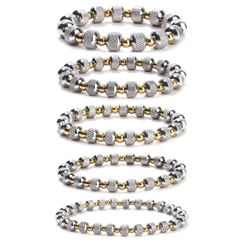 Pulseras-el-sticas-de-Metal-brillante-de-acero-inoxidable-joyer-a ...