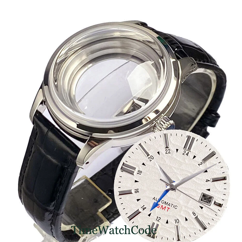 40mm-GMT-Watch-Case-Double-Bow-Domed-Sapphire-Crystal-for-NH34 ...