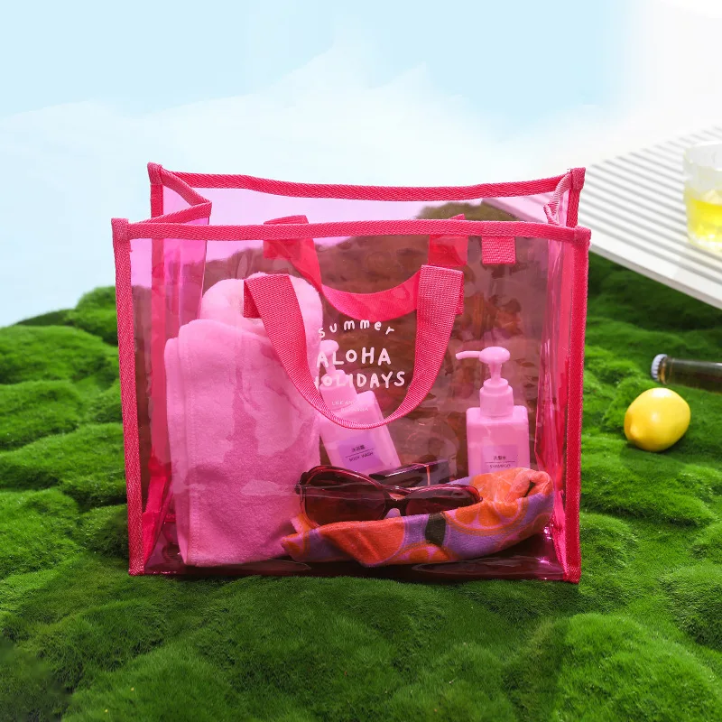 Trendy-Summer-Large-Jelly-Handbag-Women-Hot-Pink-Transparent-Vinyl ...