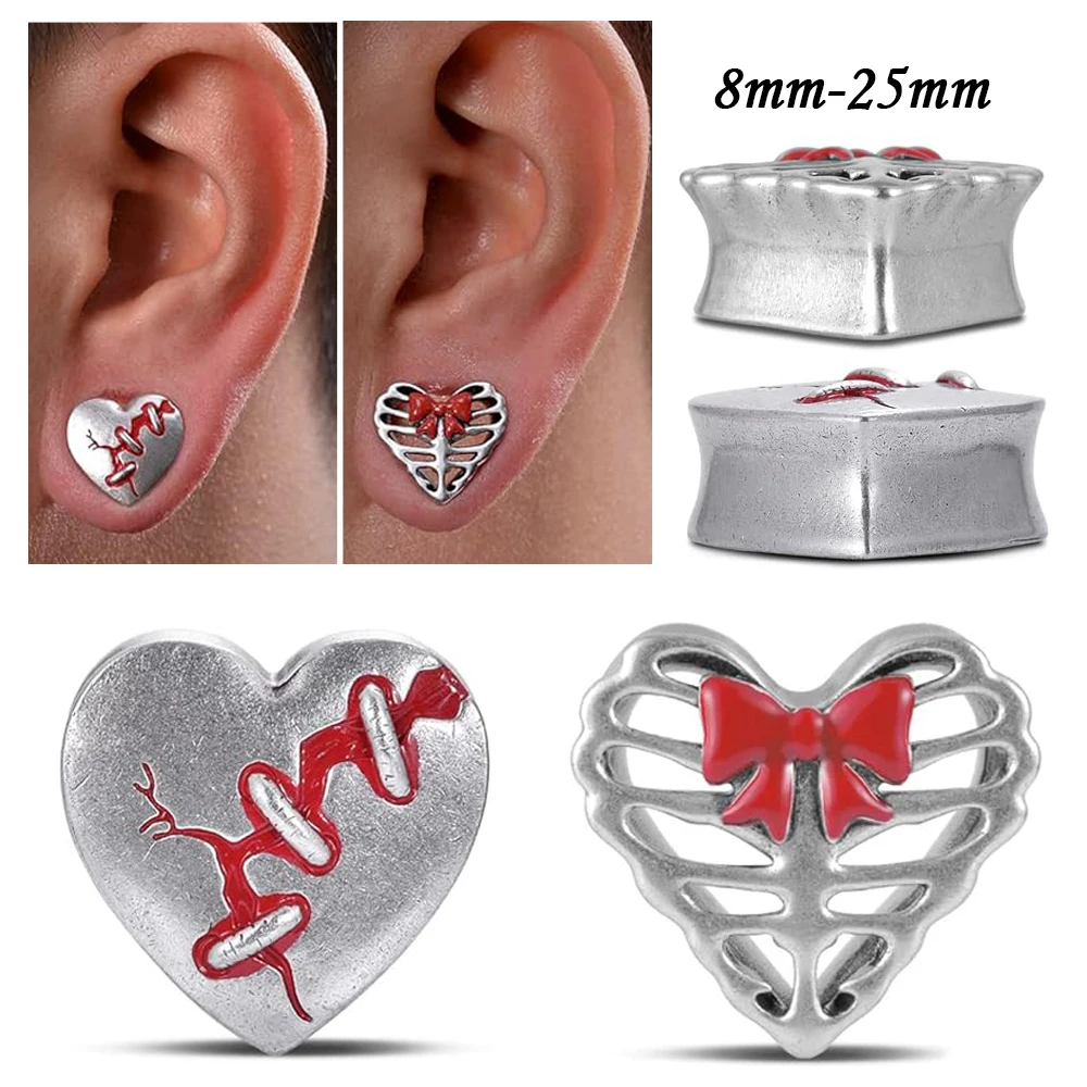 1PC-Stainless-Steel-Heart-Shape-Ear-Gauges-Tunnels-Plugs-Flesh ...